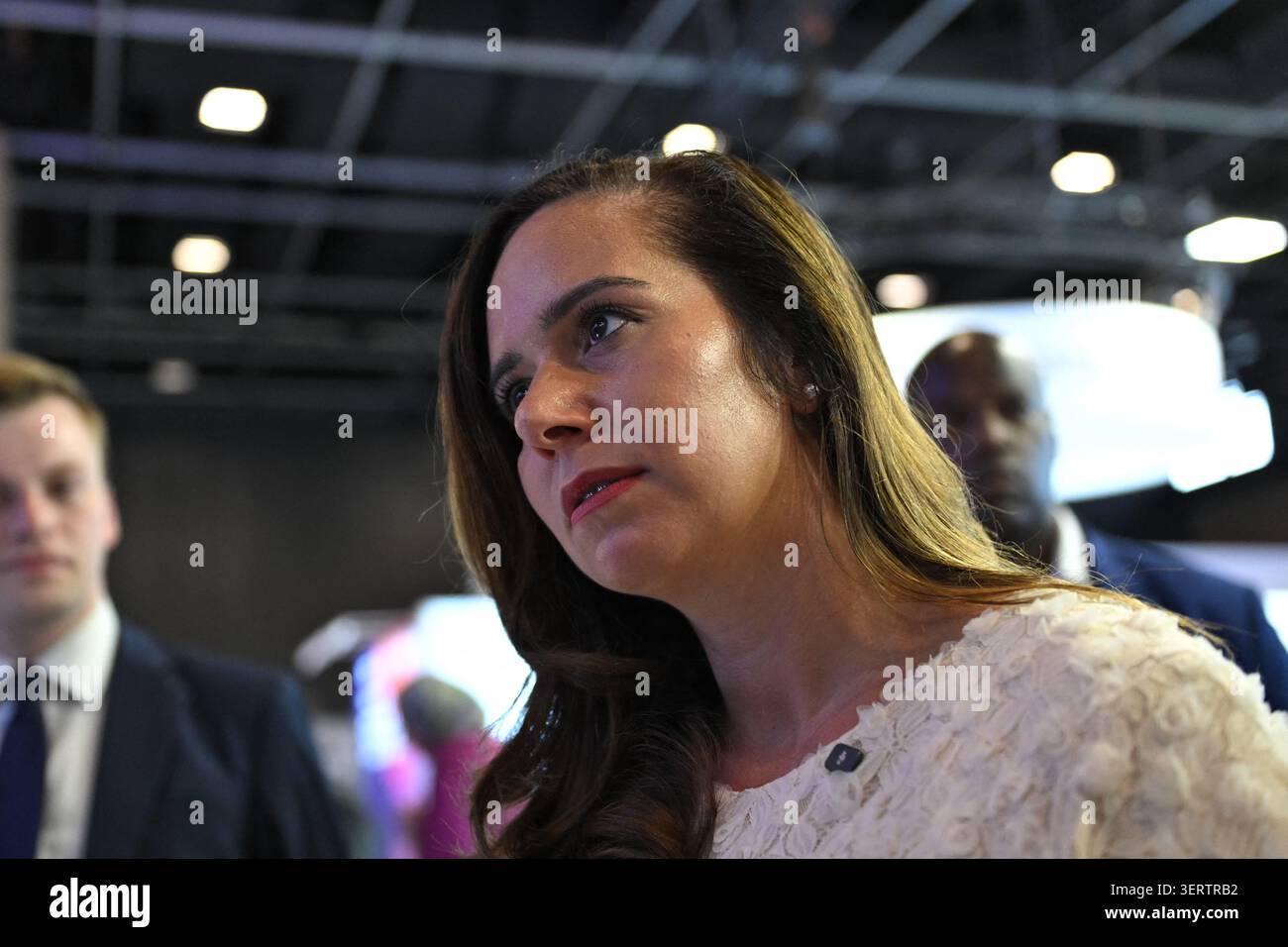Far-right La Reconquete party member Sarah Knafo visits the VivaTech ...