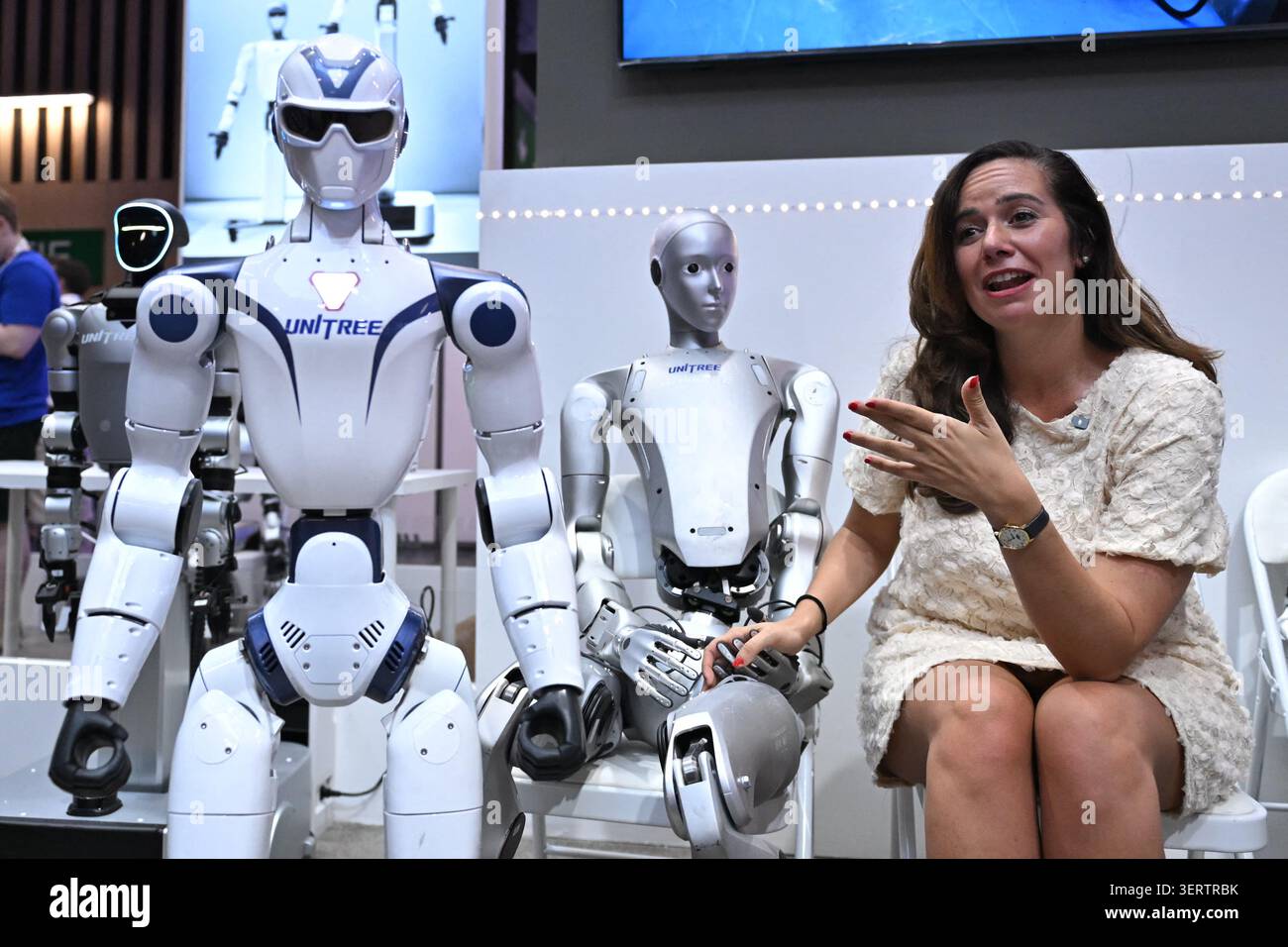 Far-right La Reconquete party member Sarah Knafo visits the VivaTech ...