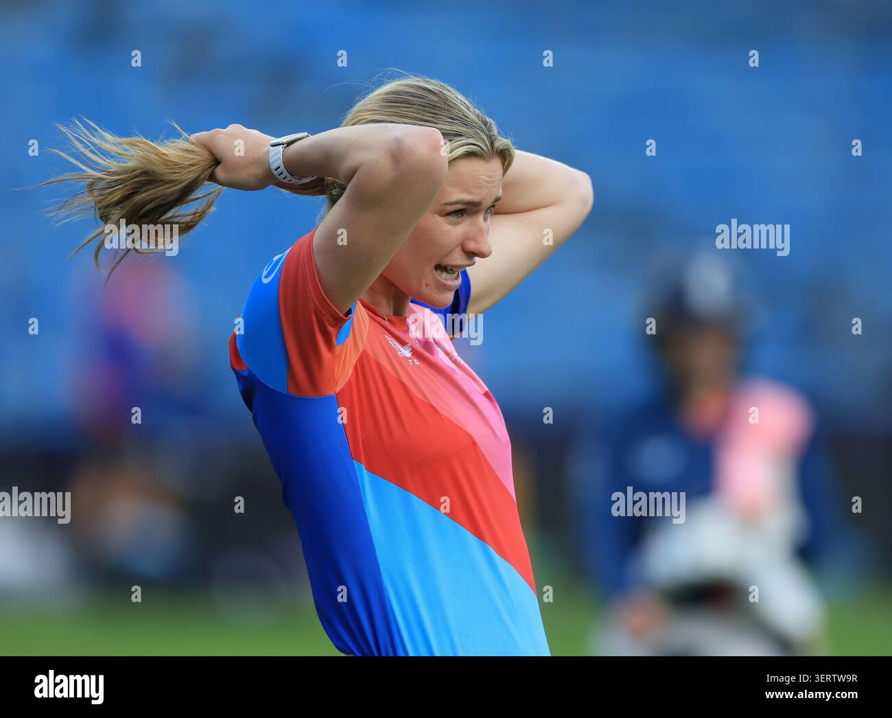 England's Lauren Bell during a nets session at Headingley, Leeds ...