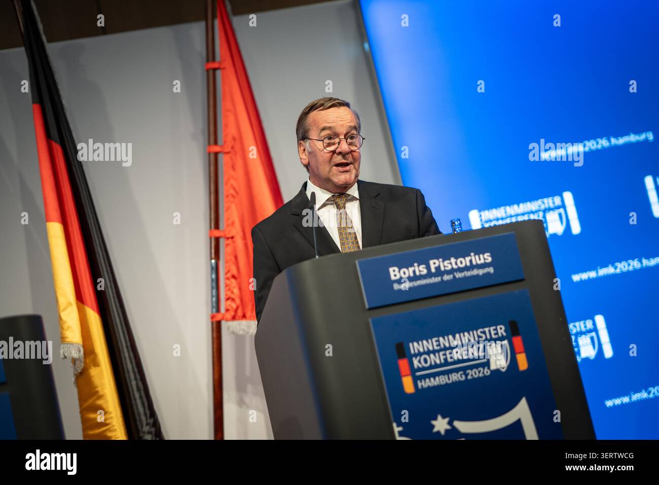Final press conference at Hamburg CCH - Boris Pistorius (SPD), Minister ...