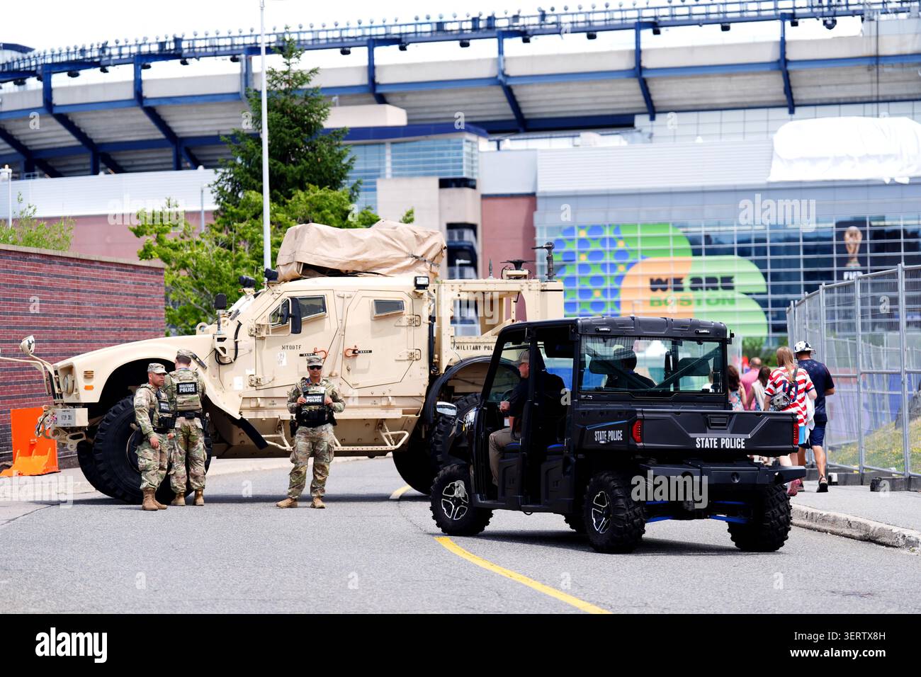Military Police ahead at the Boston Stadium, Foxborough. Picture date ...