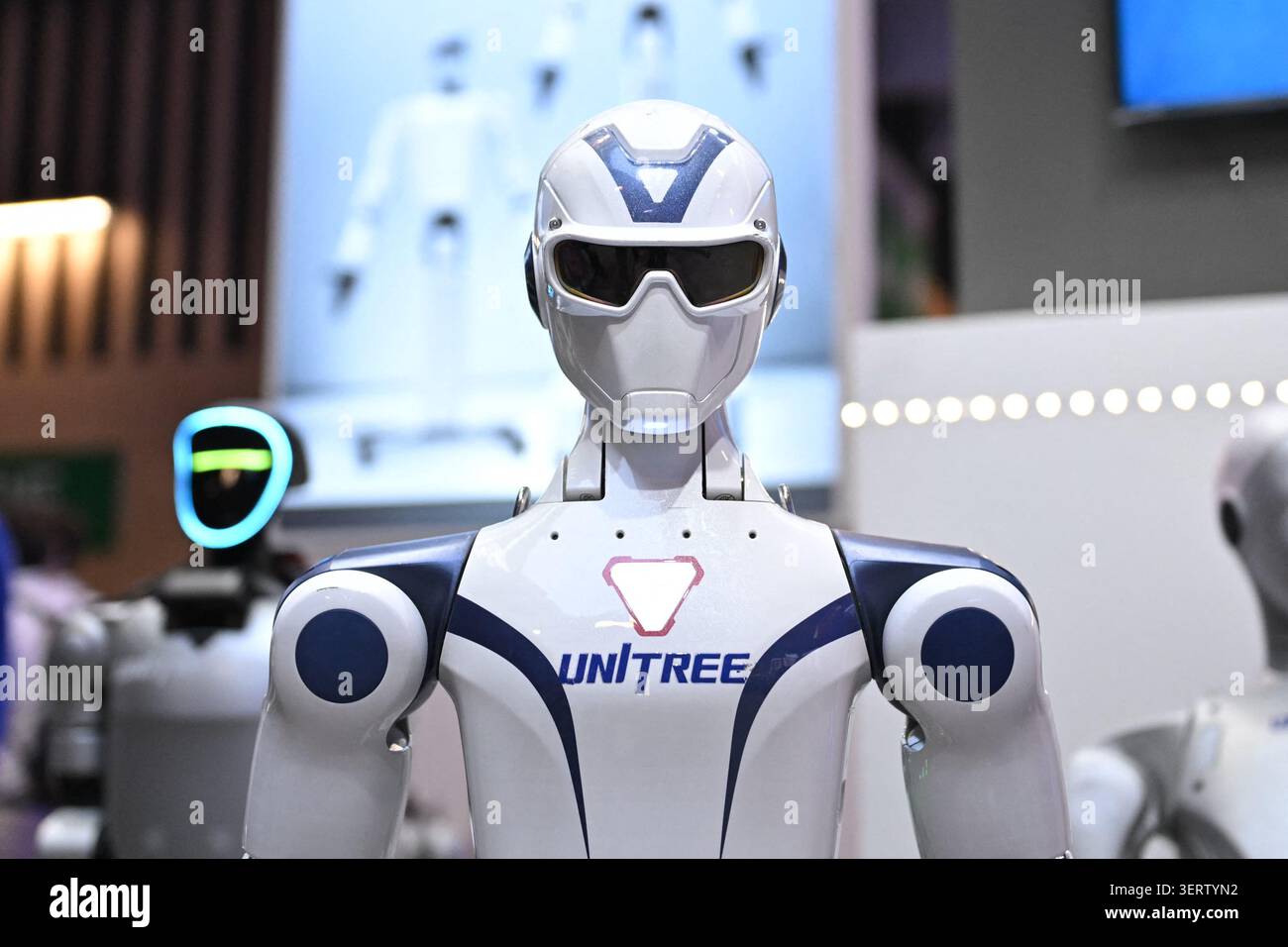 This photograph shows the VivaTech event as visitors walk around in ...
