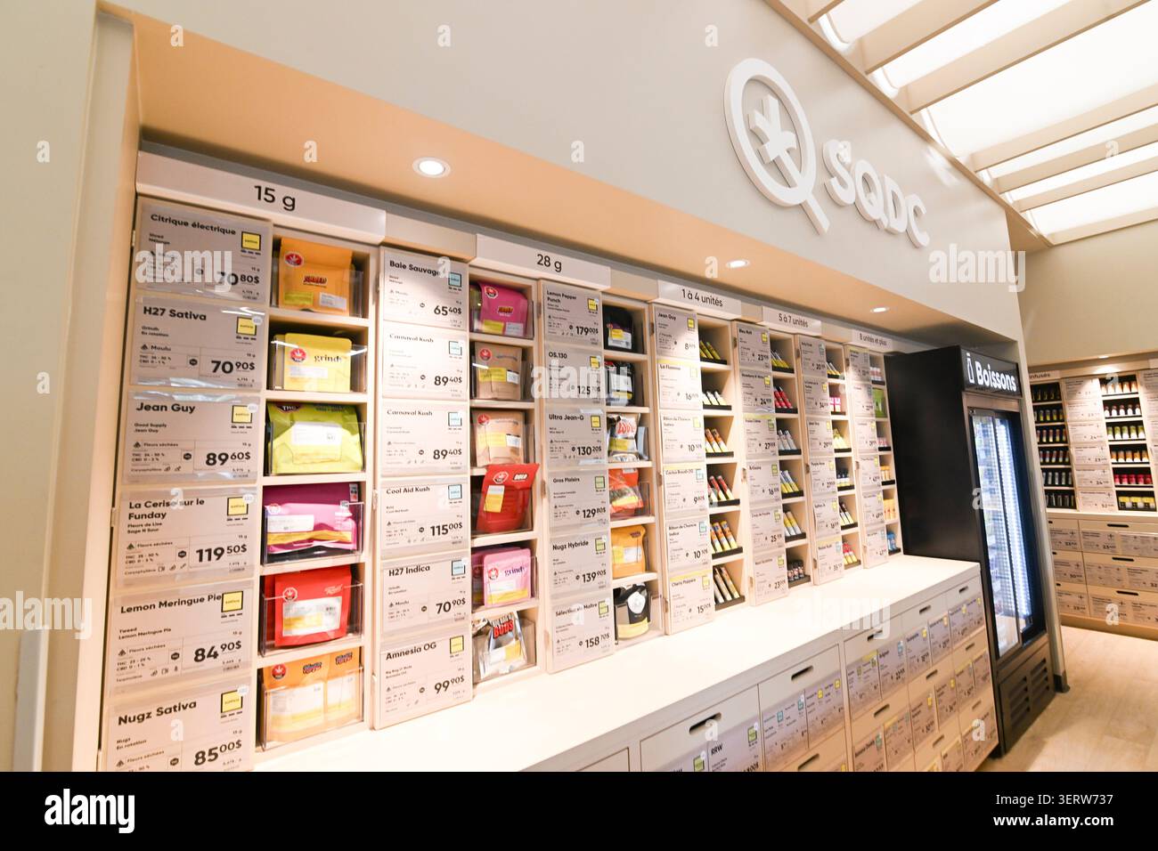 Displays are pictured at an SQDC store that is opening soon in Quebec ...