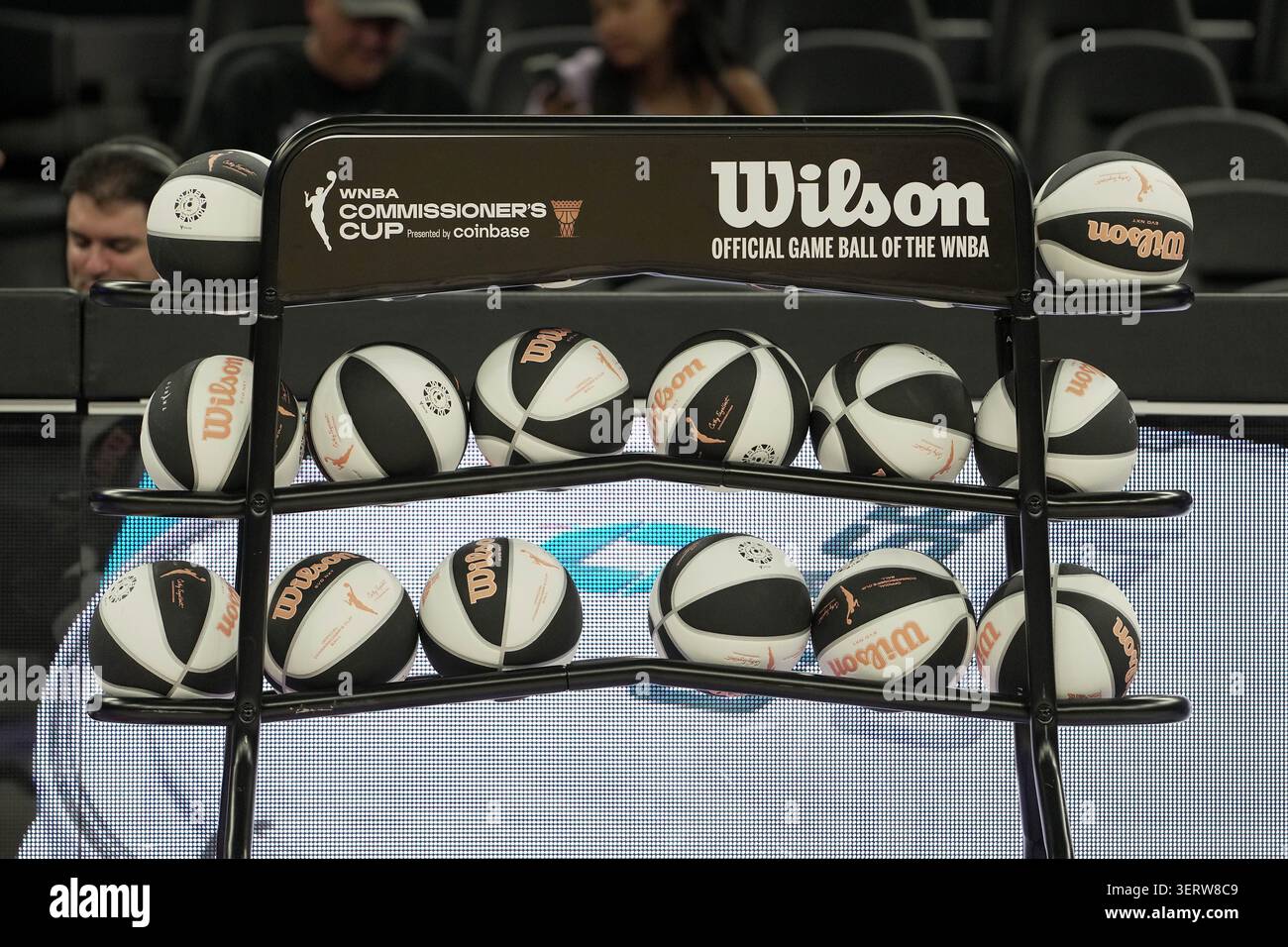 Official game balls of the WNBA for the Commissioner’s Cup during ...