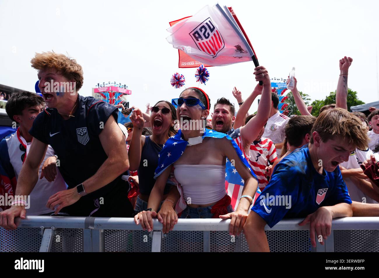Fans at the Kansas City Fan Zone watching the FIFA World Cup, Group D ...