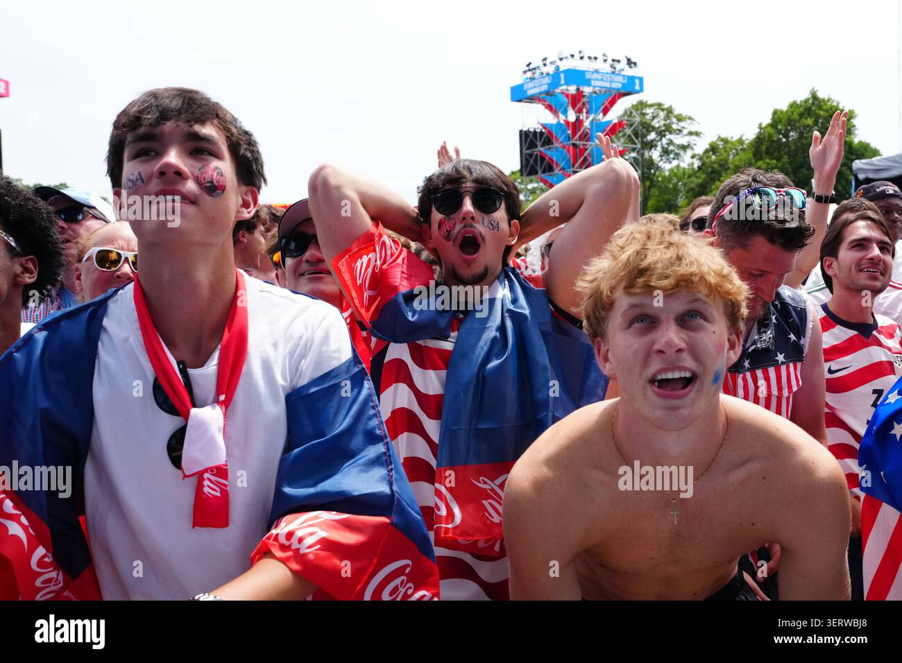 Fans at the Kansas City Fan Zone watching the FIFA World Cup, Group D ...