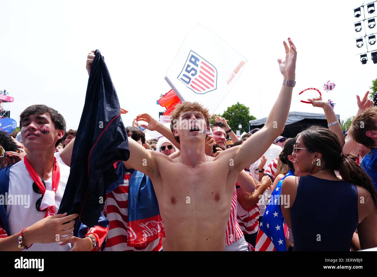 Fans at the Kansas City Fan Zone watching the FIFA World Cup, Group D ...