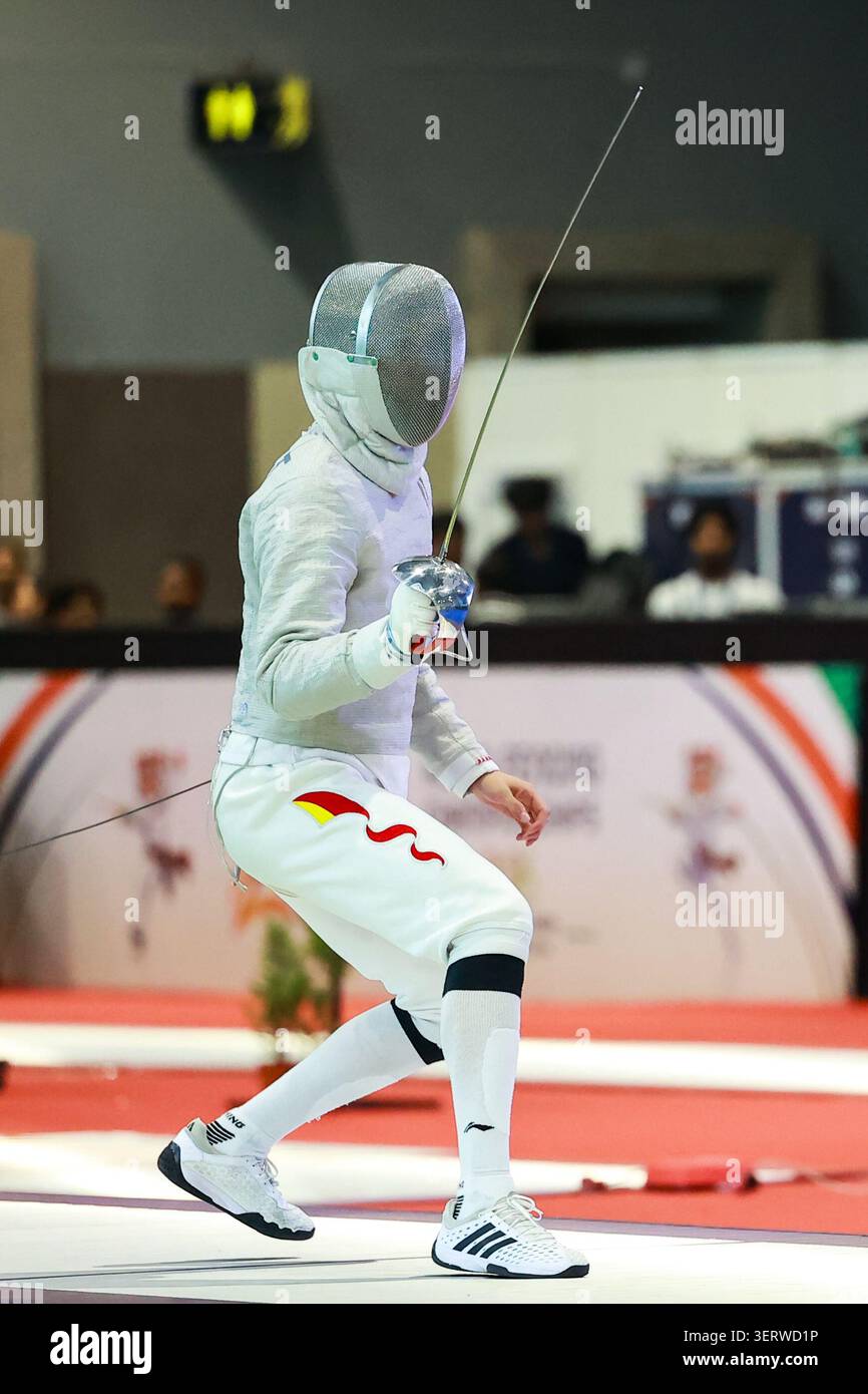 Luo Shaotong of China during Luo Shaotong of China vs. Oh Sanguk of ...