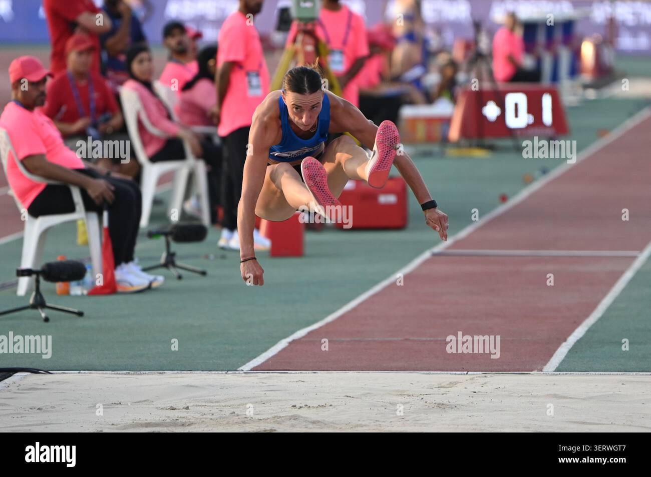 DOHA, QATAR – 19 June 2026: Athletes compete in the women’s triple jump ...