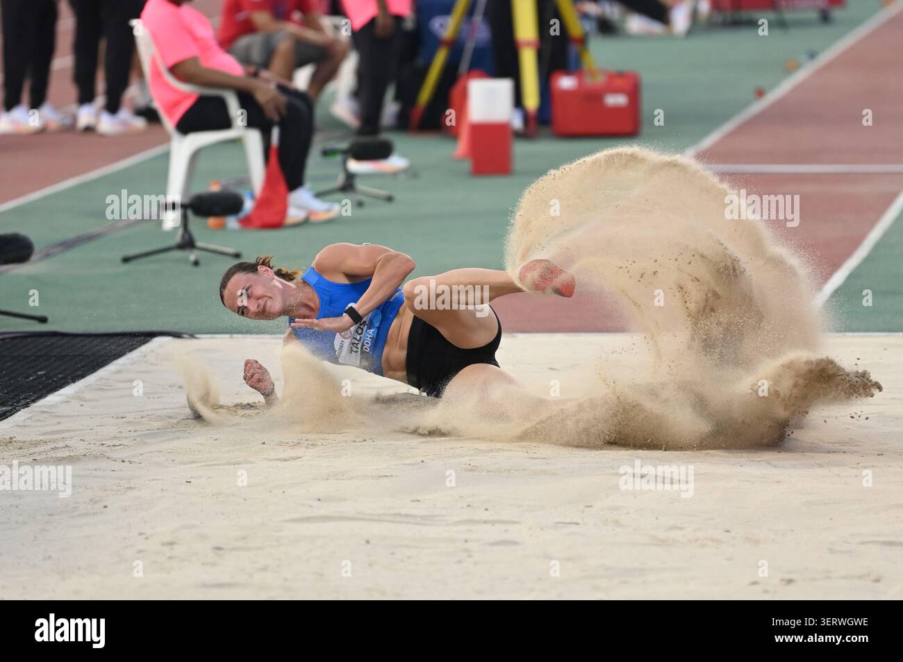 DOHA, QATAR – 19 June 2026: Athletes compete in the women’s triple jump ...