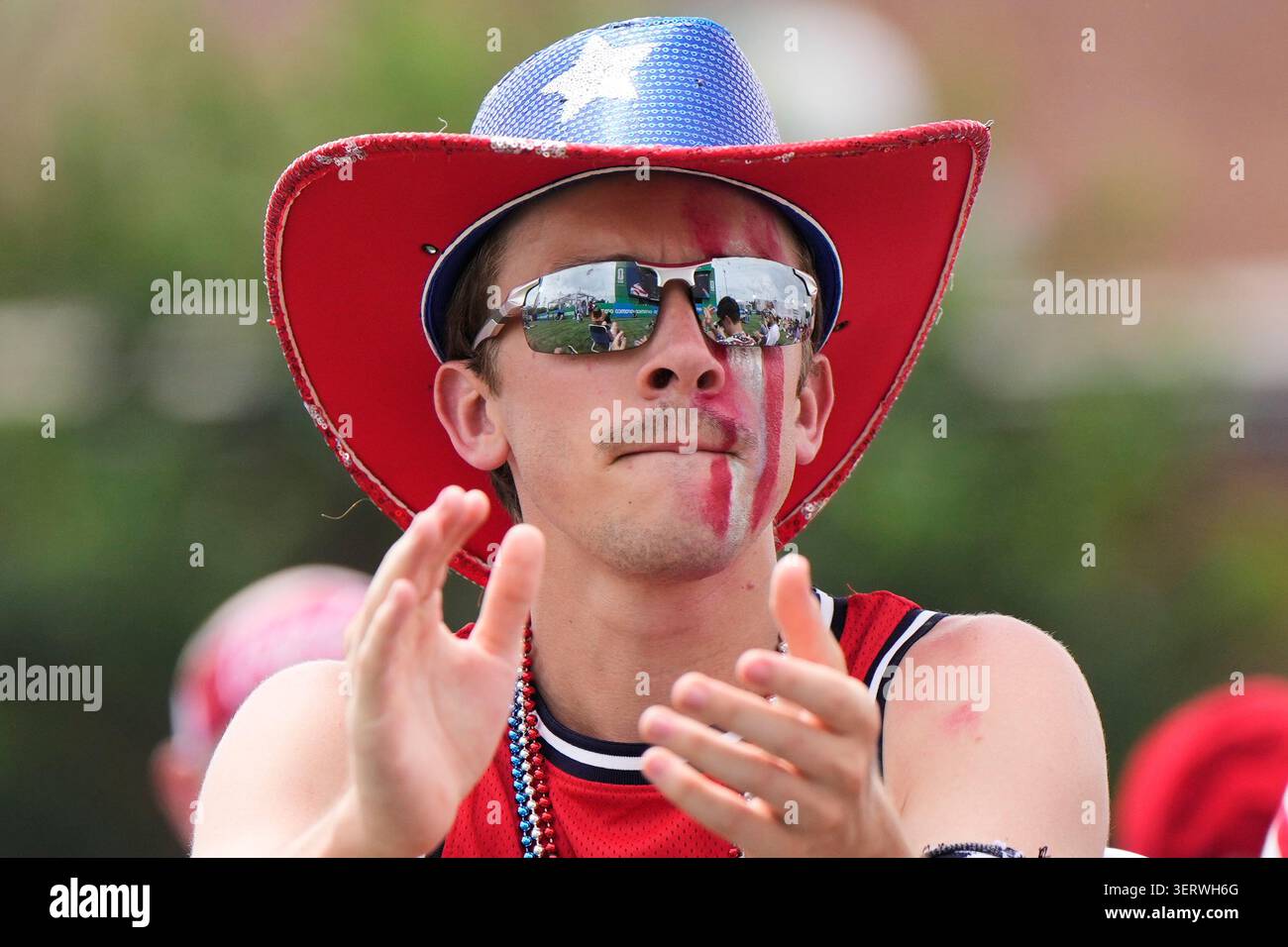 Austin M. Smith watches a live broadcast in Houston of a World Cup ...