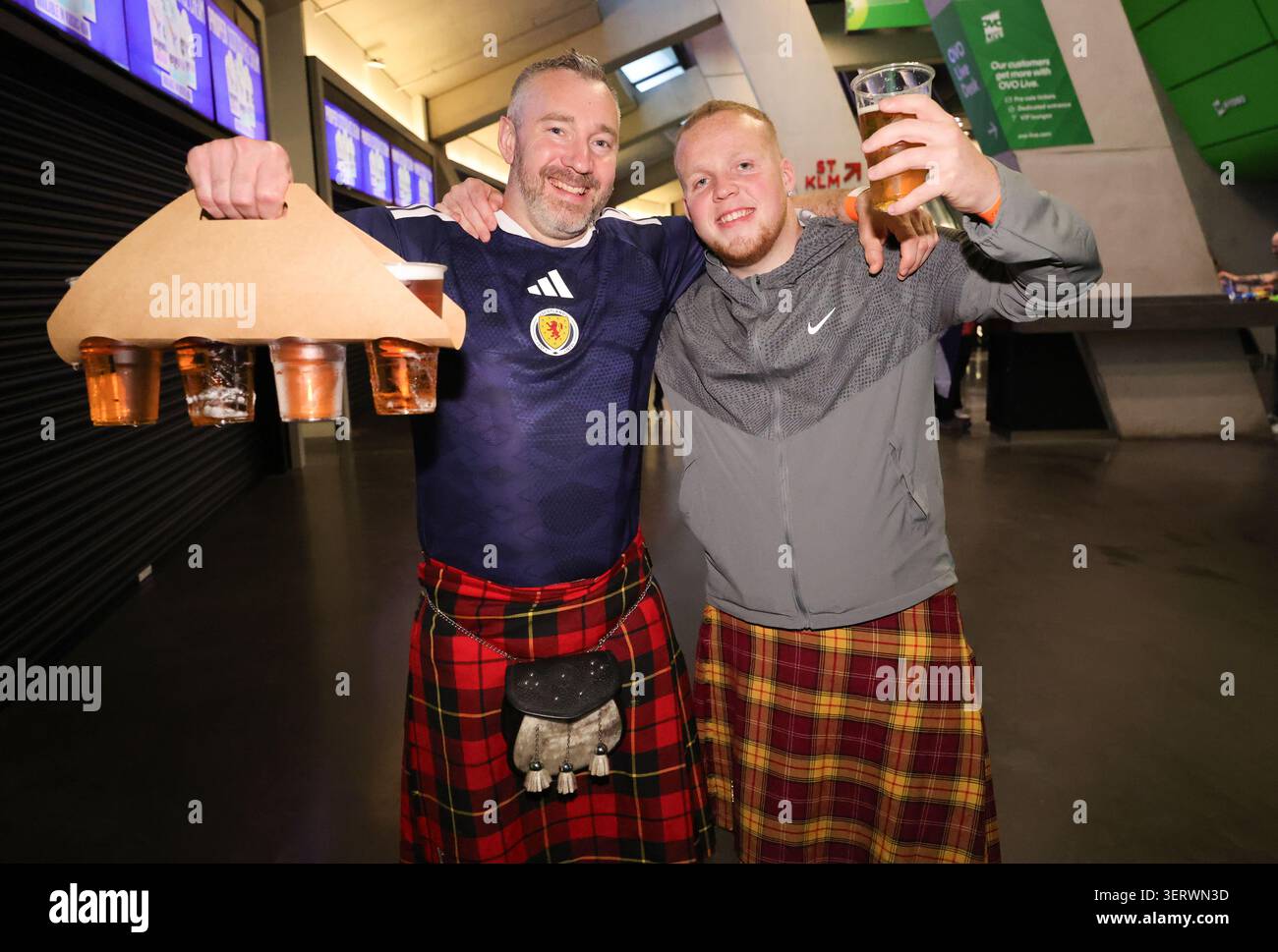 Scotland fans Lewis Wallace (left) and Jack Finlin arrive early before ...