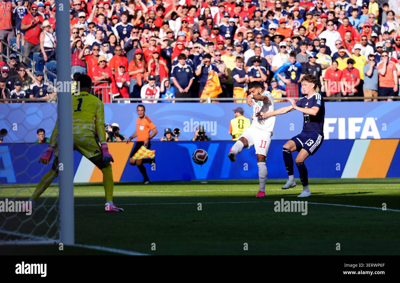 Morocco's Ismael Saibari scoring the opening goal during the FIFA World ...