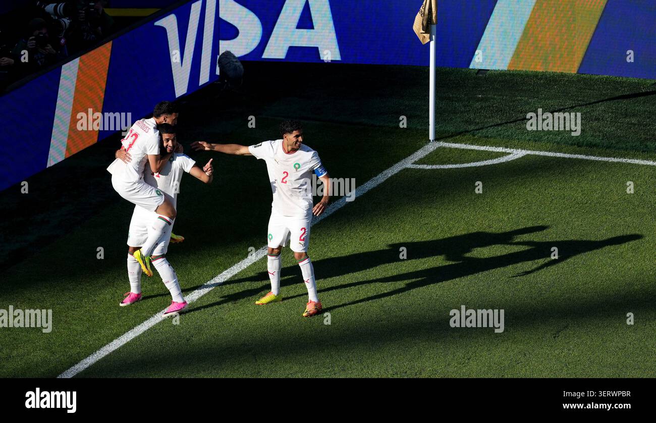 Morocco's Ismael Saibari celebrates scoring the opening goal during the ...