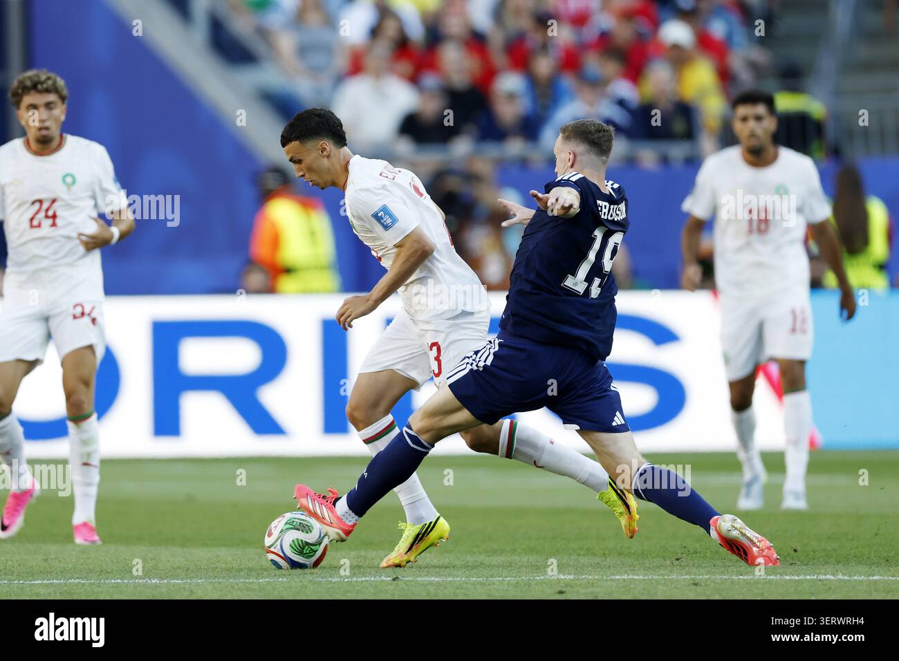 FOXBOROUGH - (LR) Bilal el Khannouss of Morocco, Lewis Ferguson of ...