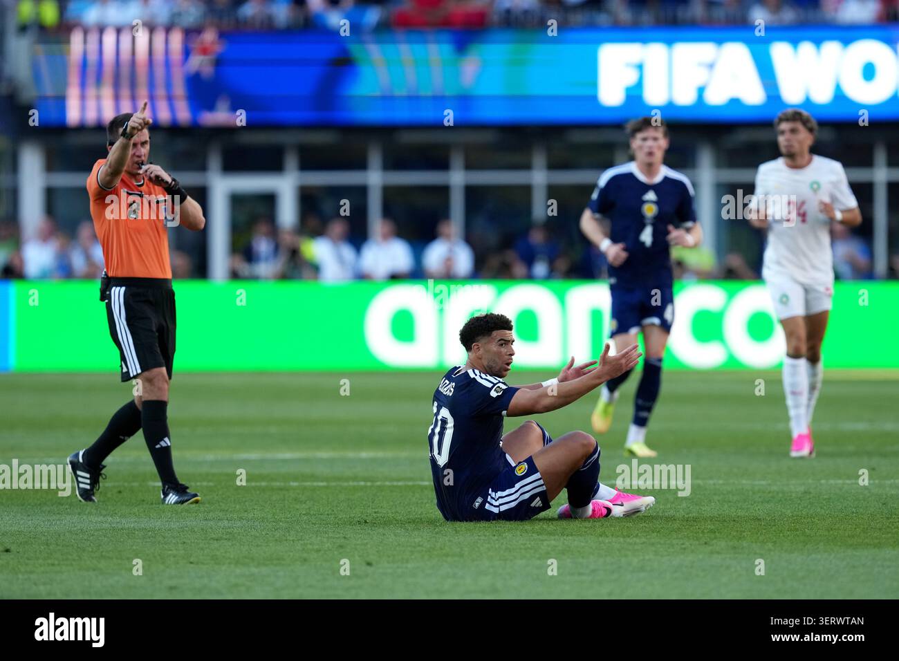 Scotland's Che Adams reacts after Morocco's Issa Diop (not pictured ...
