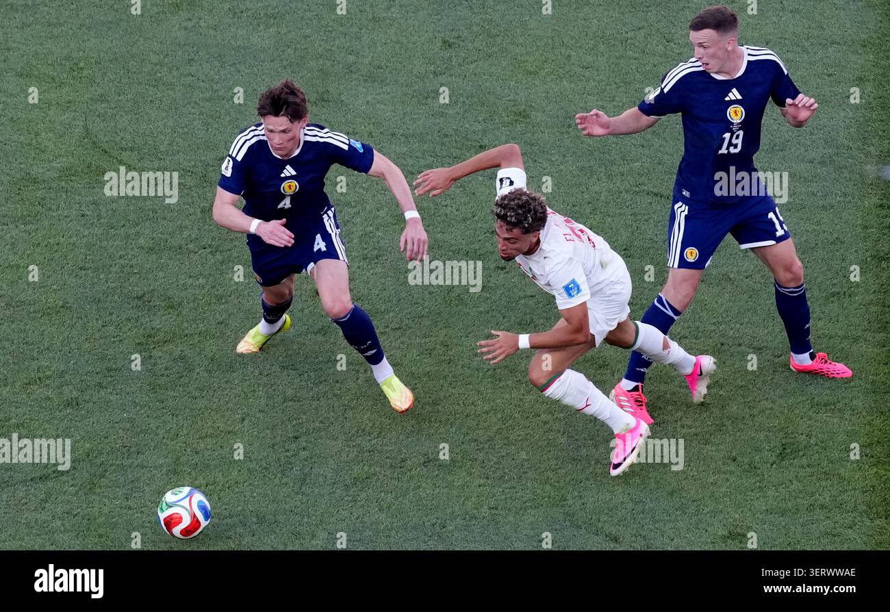 Scotland's Scott McTominay and Morocco's Neil El Aynaoui (right) battle ...