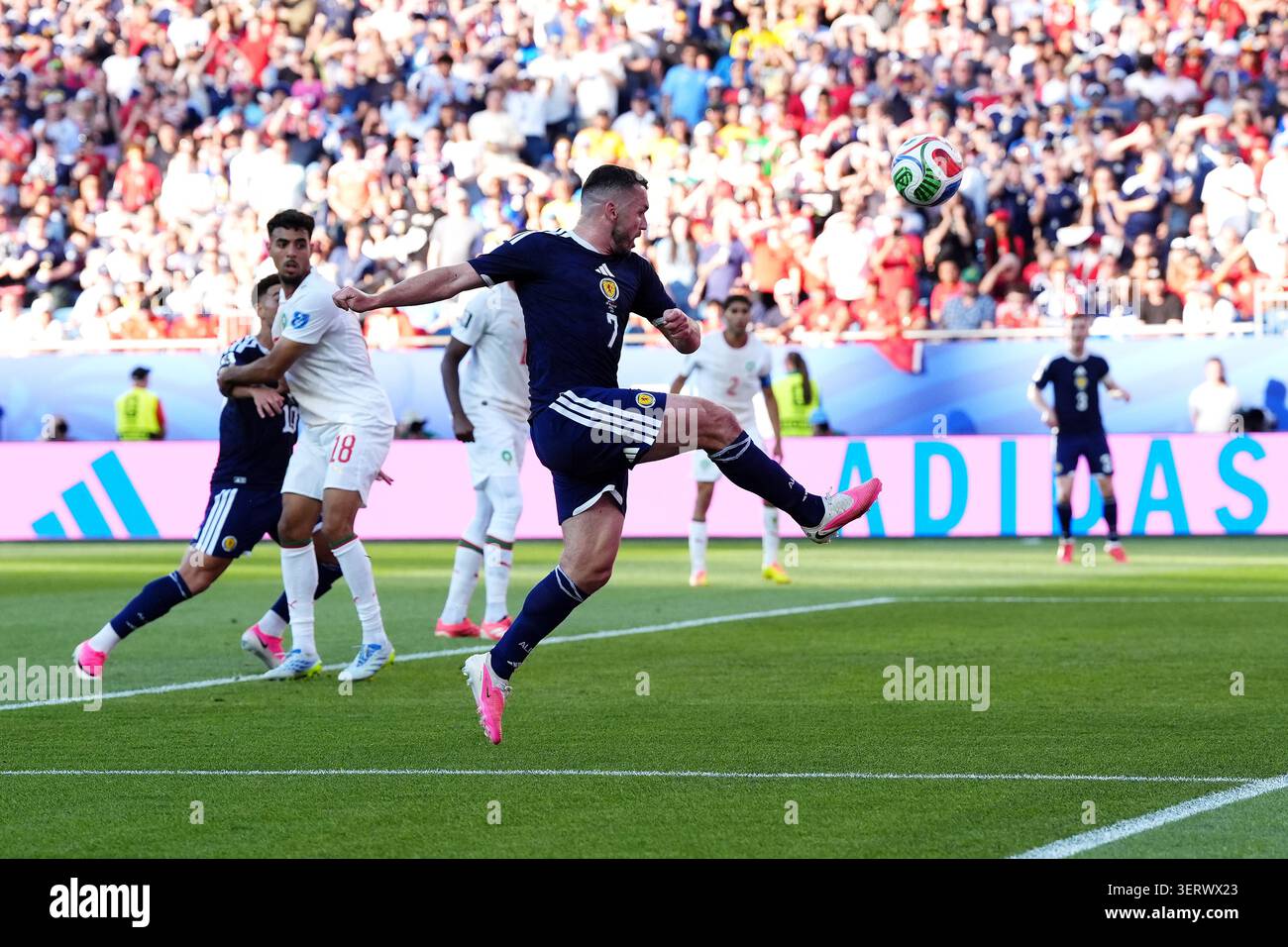Scotland's John McGinn misses an opportunity on goal during the FIFA ...