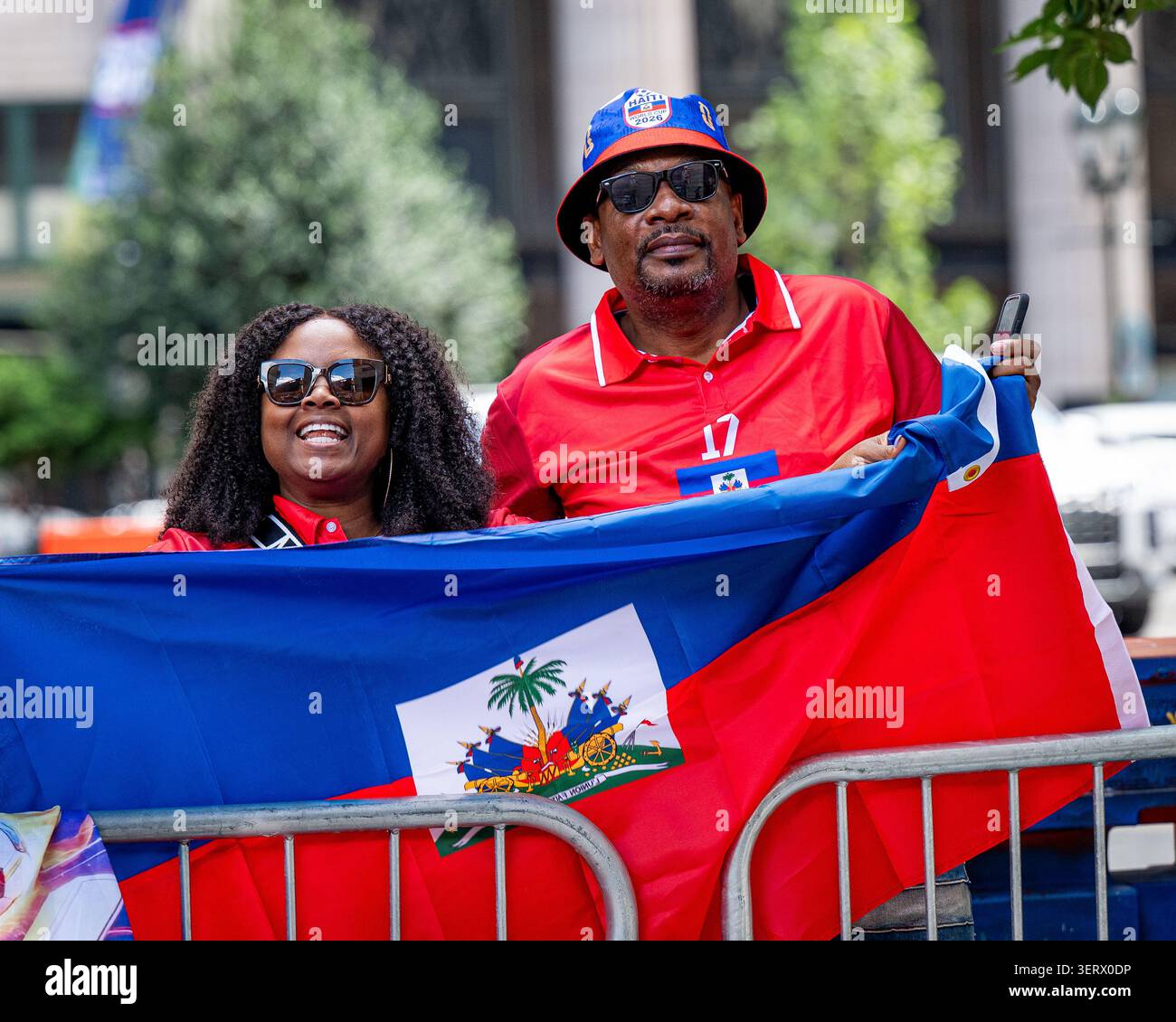 Haiti fans wait outside the team hotel in Philadelphia before the Group ...