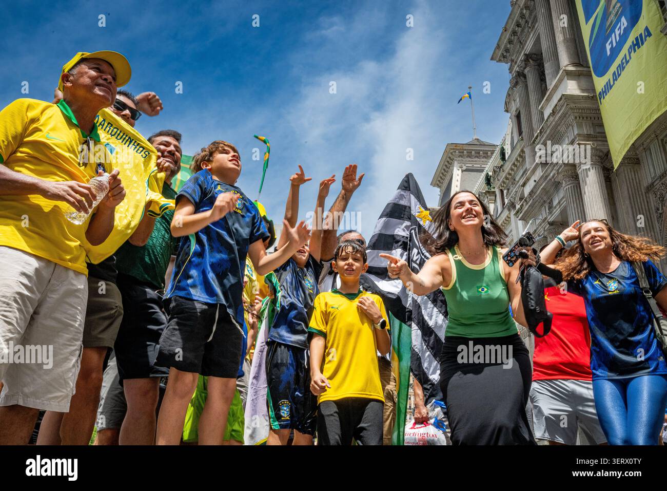Brazil fans party near City Hall in Philadelphia before the Group E ...