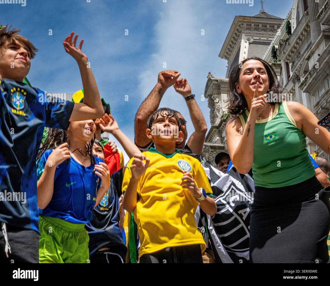 Brazil fans party near City Hall in Philadelphia before the Group E ...