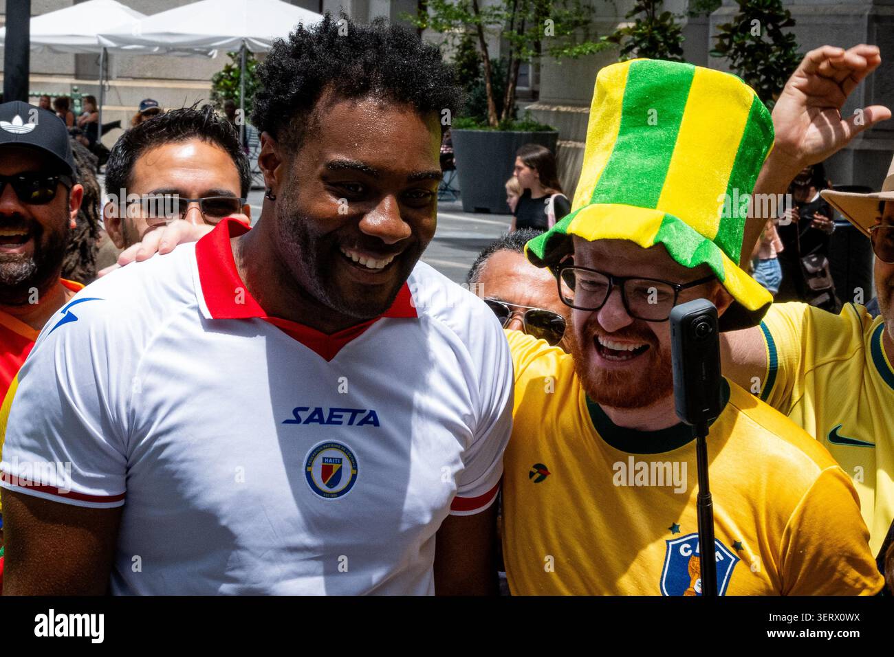 Brazil fans party near City Hall in Philadelphia before the Group E ...