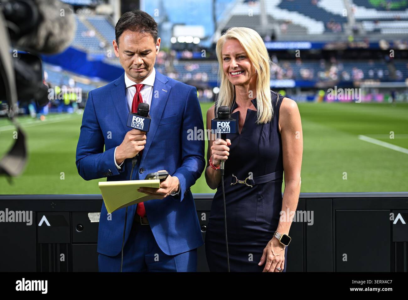 June 19, 2026: Local Seattle announcers from Q13 Fox covering the match ...