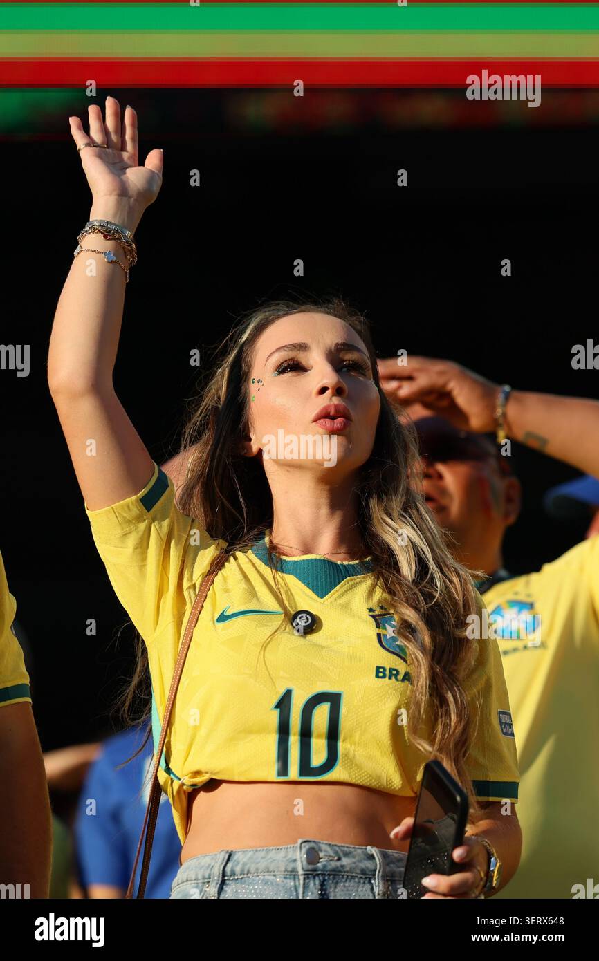 Brazilian fan waving before the FIFA World Cup 2026 Group C match ...