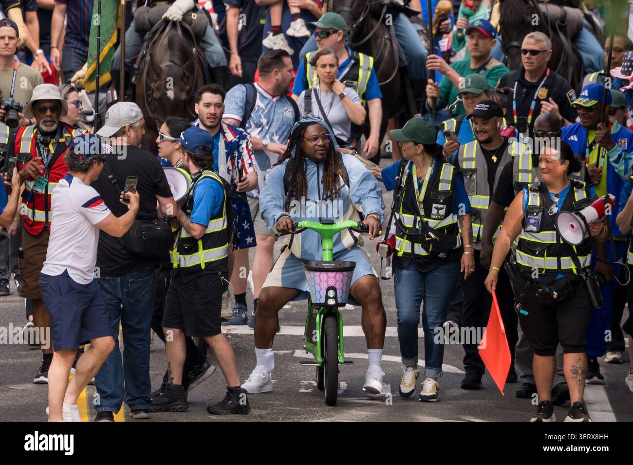 Seattle, USA. 19th Jun 2026. Beastmode Marshawn Lynch, leads thousands ...