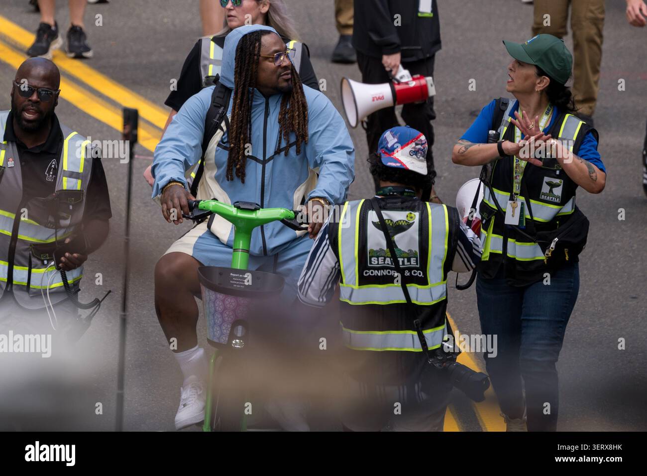 Seattle, USA. 19th Jun 2026. Beastmode Marshawn Lynch, leads thousands ...