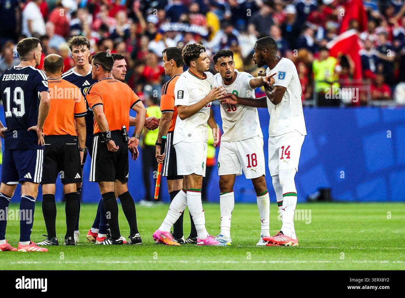Samir EL MOURABET, Chadi RIAD, Issa DIOP of Morocco after the FIFA ...