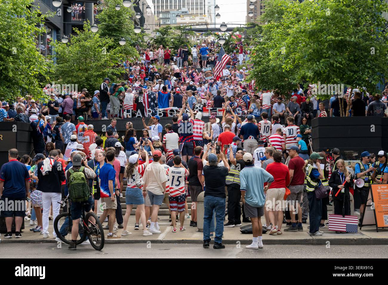 Seattle, USA. 19th Jun 2026. Thousands of U.S. soccer fans flood the ...