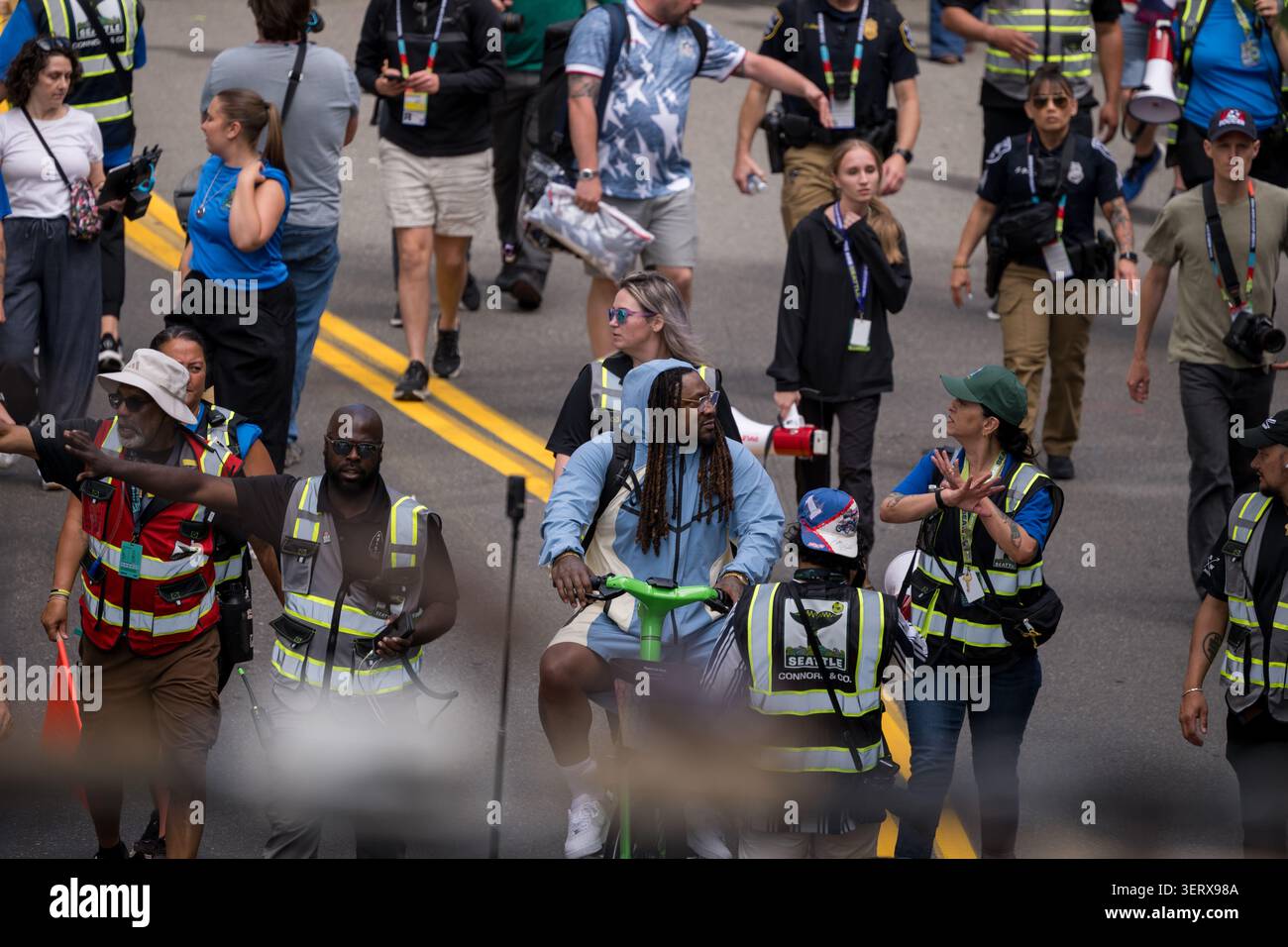 Seattle, USA. 19th Jun 2026. Beastmode Marshawn Lynch, leads thousands ...
