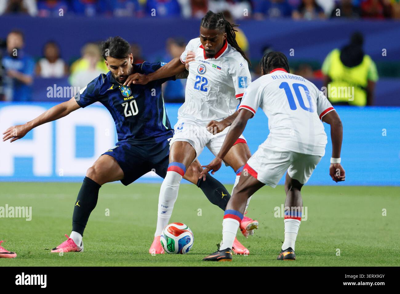 Lucas Paqueta of Brazil, Jean-Kevin Duverne and Jean-Ricner Bellegarde ...