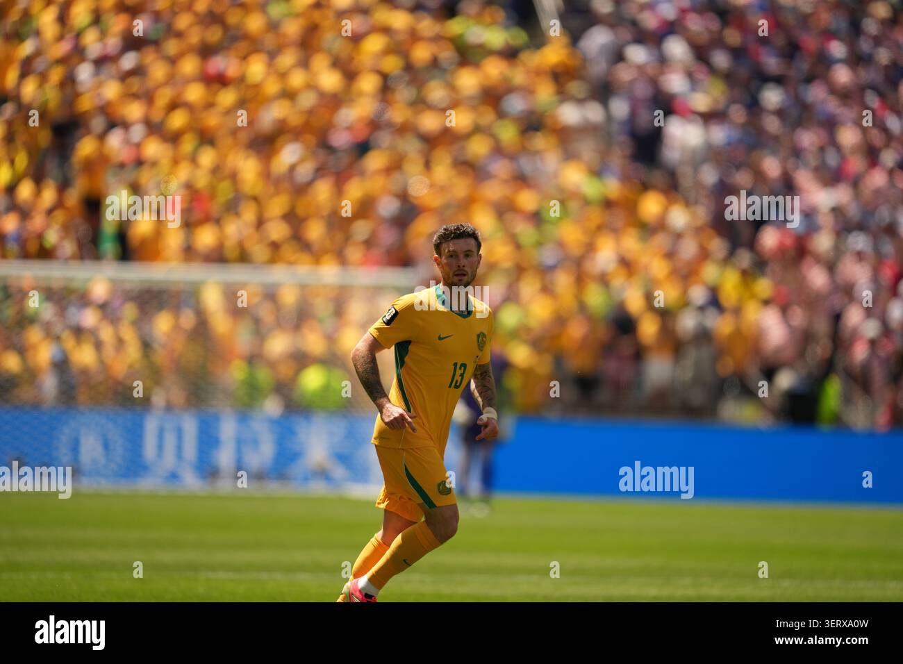 Australia's Aiden O'Neill (13) runs during the World Cup Group B soccer ...
