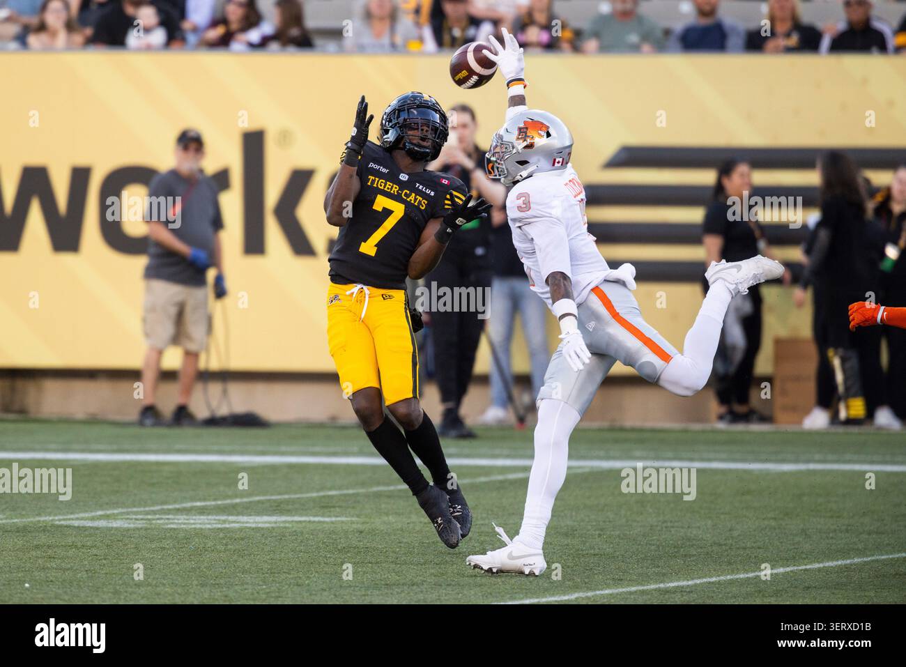 Hamilton Tiger-Cats' Myron Mitchell (7) receives a pass against ...