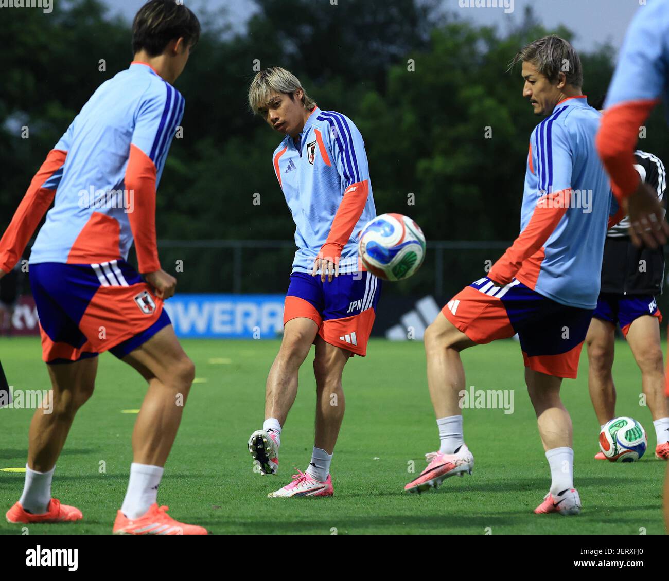 Japan's National Football Team players train in Monterrey on 19 June ...