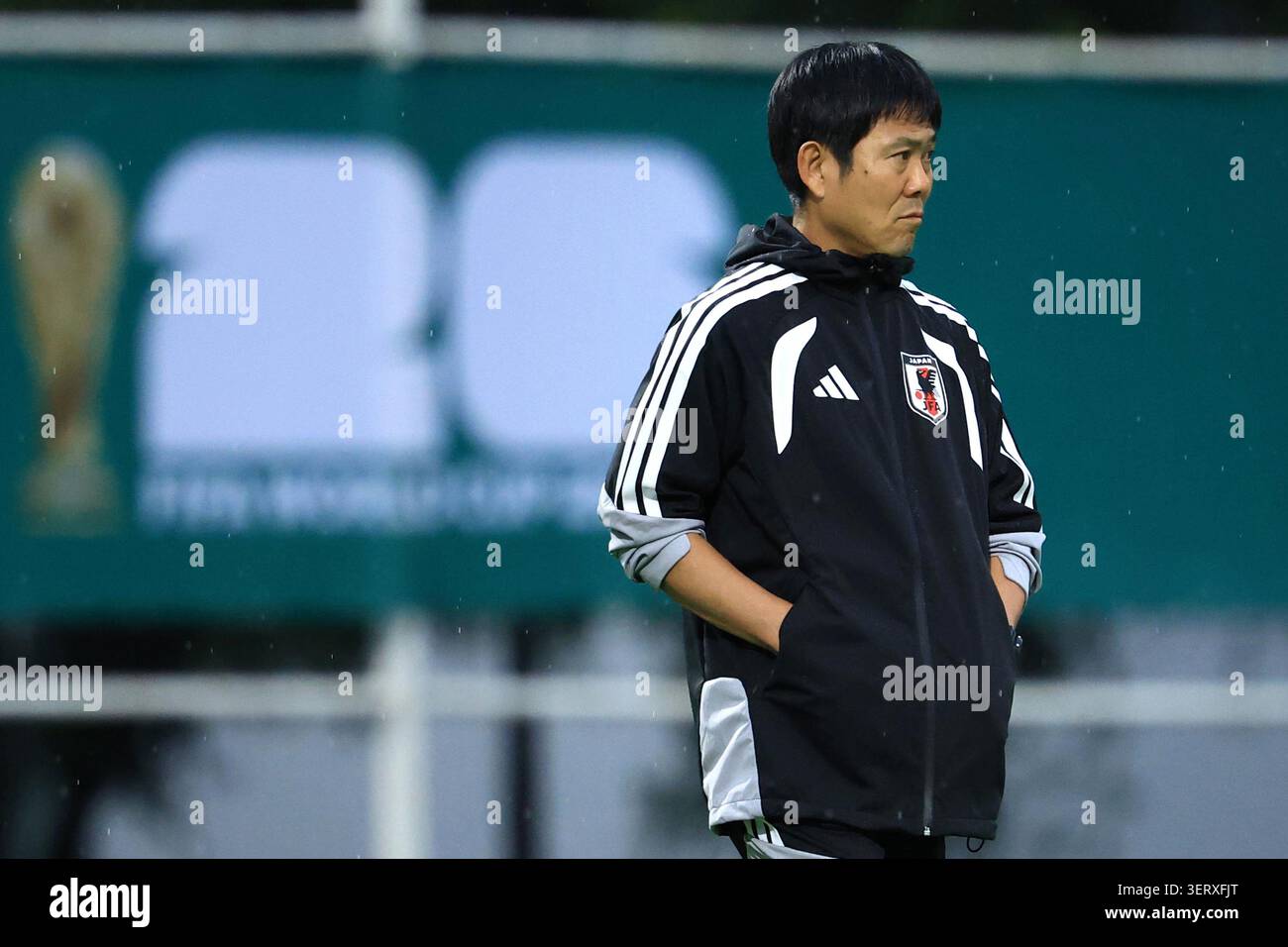 Japan's National Football Team manager participates in a practice in ...