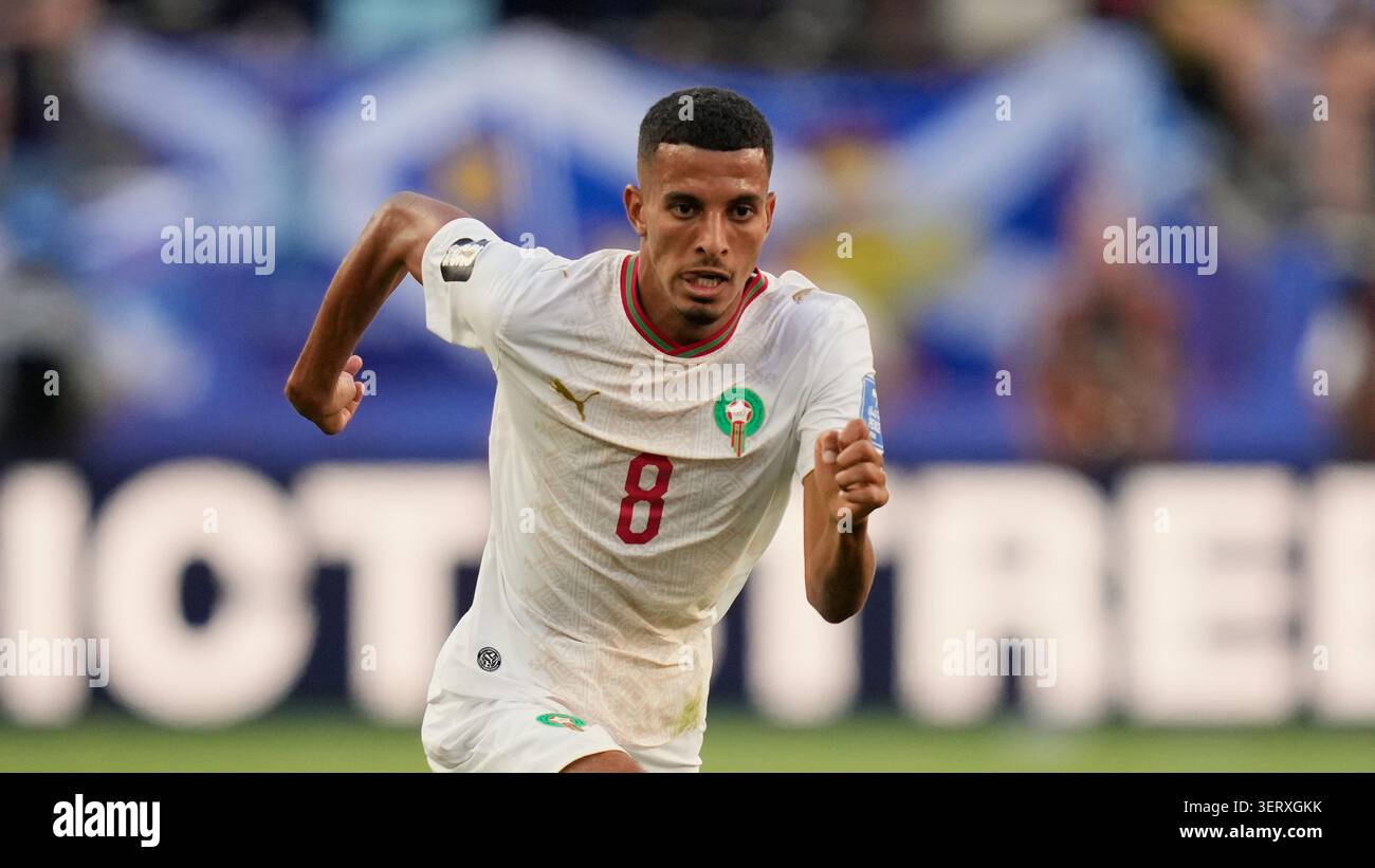 Morocco's Azzedine Ounahi (8) in action during the World Cup Group C ...