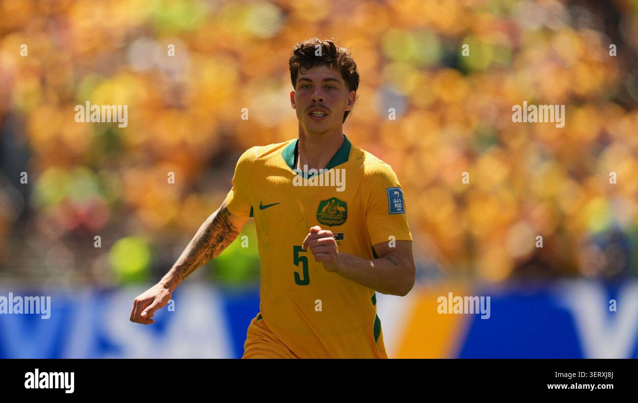 Australia's Jordan Bos (5) in action during the World Cup Group D ...