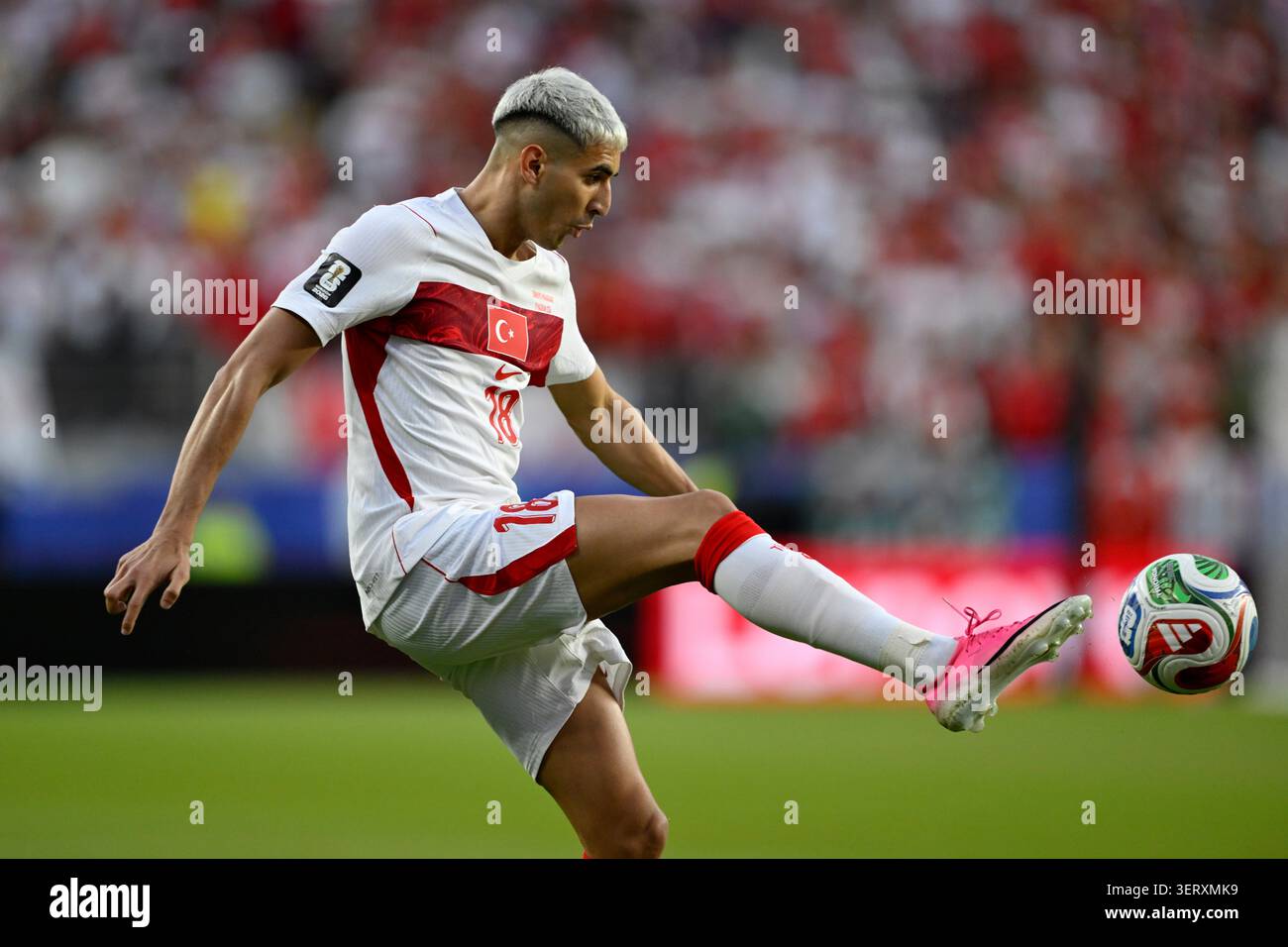 Turkey's Mert Muldur (18) controls the ball during the World Cup Group ...