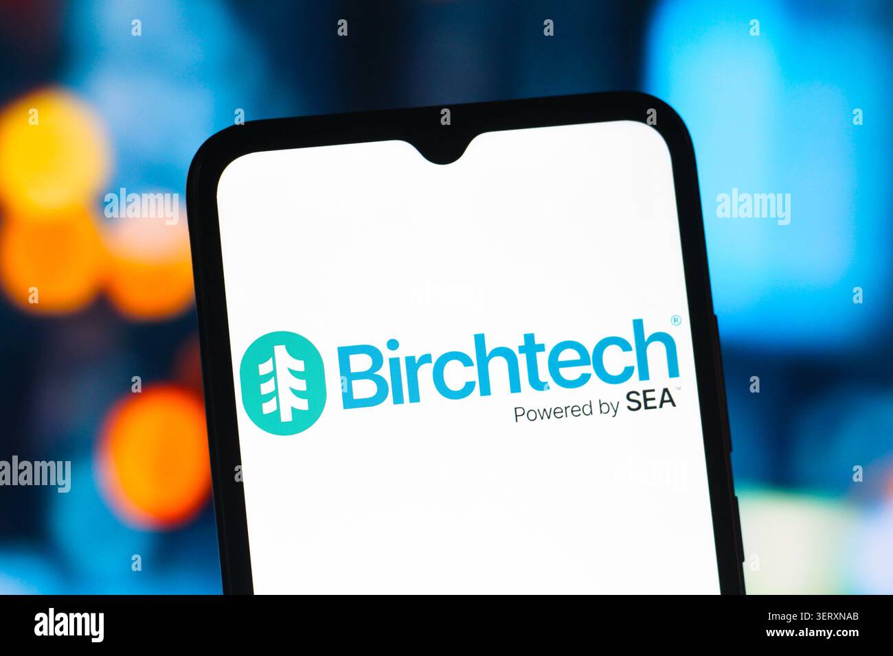 In this photo illustration, the Birchtech Corp. logo is seen displayed ...