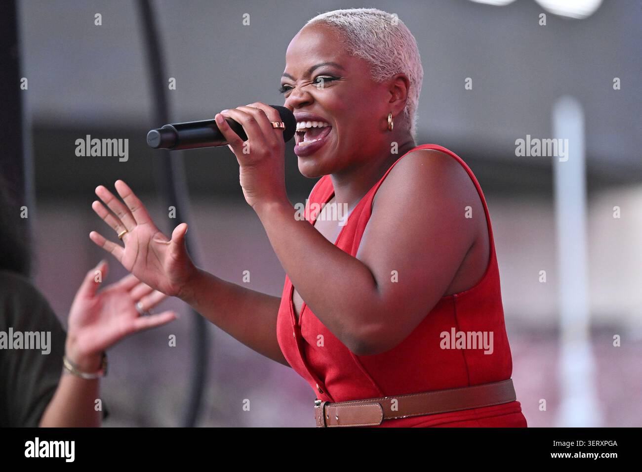 Jenny Mollet performs during 'Broadway Celebrates Juneteenth', in Times ...