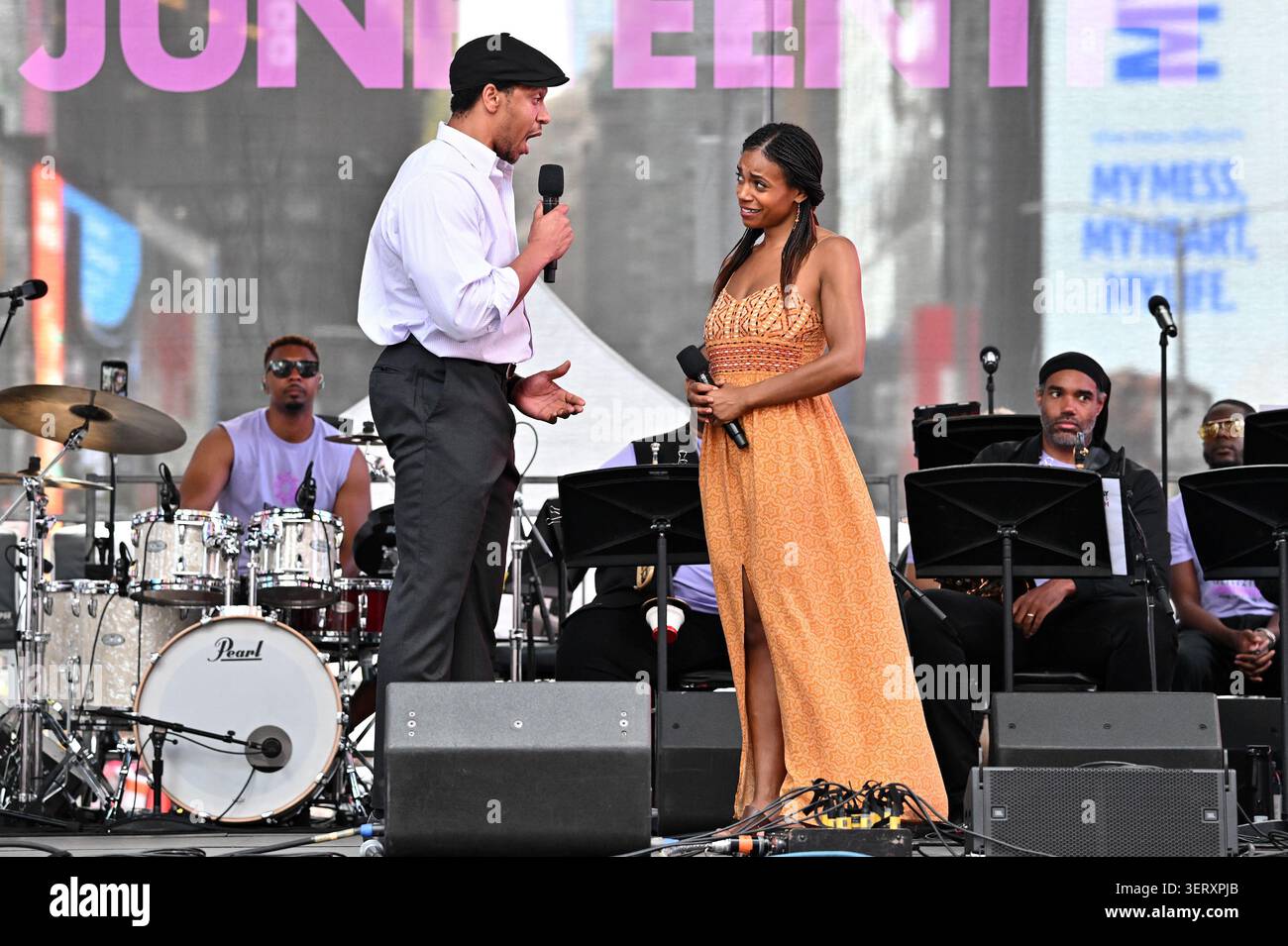 Cameron Loyal and Ta'Nika Gibson perform during 'Broadway Celebrates ...
