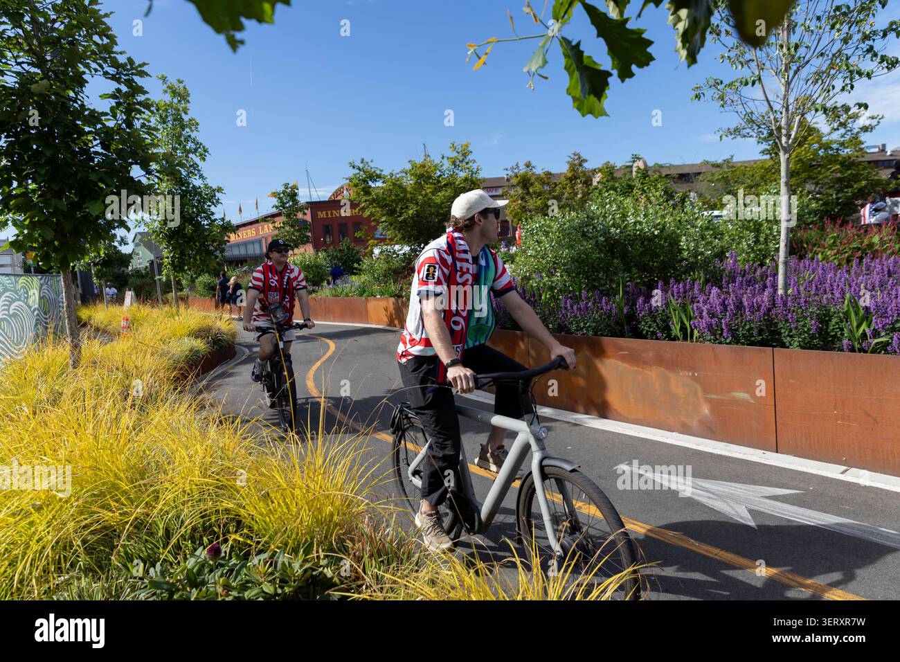 Seattle, Washington, USA. 19th, June 2026. Fans arrive on bikes at the ...