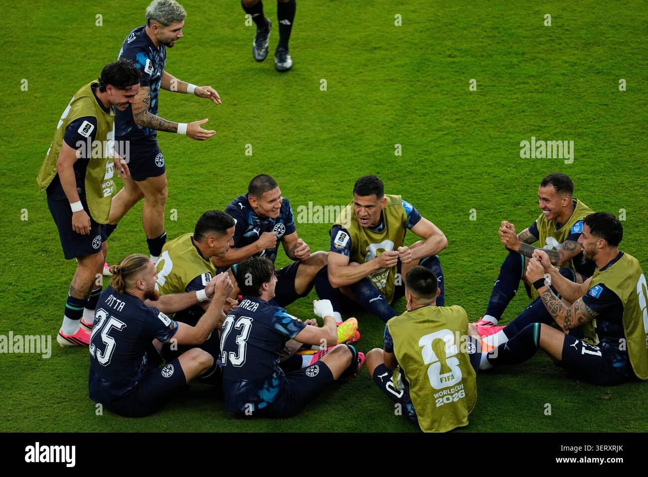 Paraguay's Matias Galarza (23) celebrates with his teammates after ...