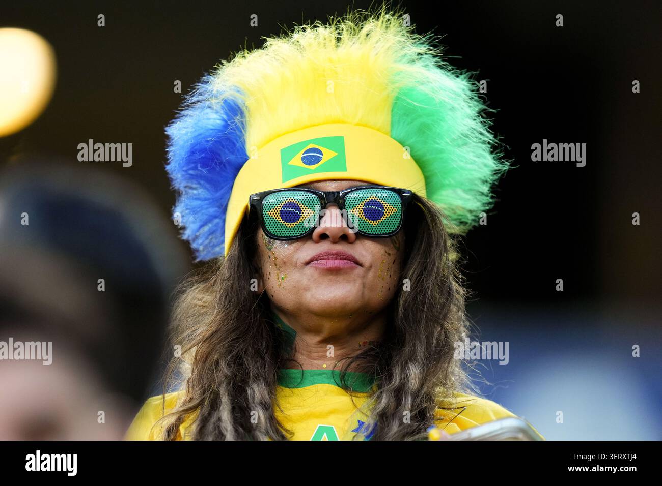 June 19, 2026: A Brazil fan looks on prior to a World Cup Match between ...