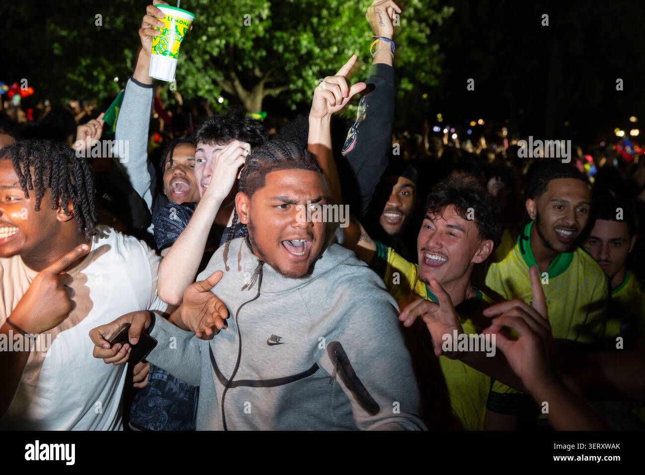 Fans watch Brazil vs. Haiti play in the FIFA World Cup in Boston Common ...