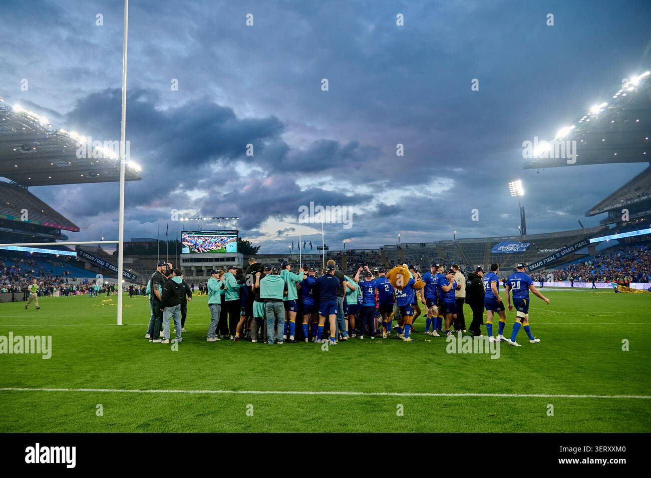 Leinster players celebrate after the BKT United Rugby Championship ...
