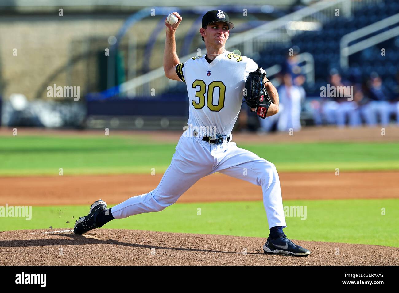 June 19, 2026: Biloxi Shuckers pitcher Jaron DeBerry starts on the ...